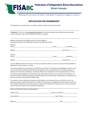 Fillable Online application for membership - FISA BC Fax Email Print ...