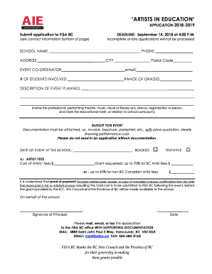 Fillable Online 2018-19 AIE Application Form - FISA BC Fax Email Print ...