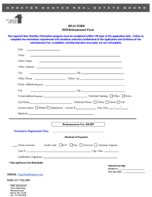 Fillable Online REALTOR 2018 Reinstatement Form Fax Email Print - pdfFiller