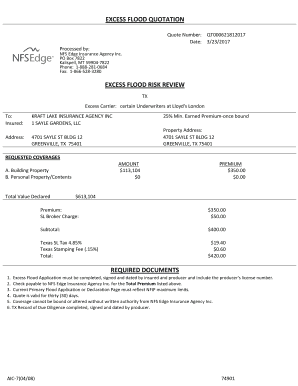 Fillable Online FloodPro: Flood Insurance Fax Email Print - pdfFiller