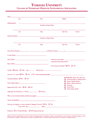 Fillable Online tuskegee veterinary medical - Tuskegee University Fax Email Print - pdfFiller