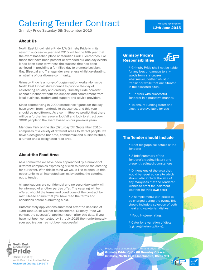 Fillable Online Catering Tender Form 2015 - Grimsby Pride Fax Email ...