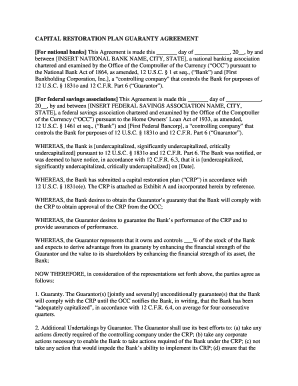 Fillable Online CAPITAL RESTORATION PLAN GUARANTY AGREEMENT Fax Email ...