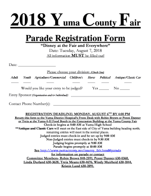 Fillable Online 2018 YC Parade Registration Form Fax Email Print ...