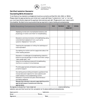 Fillable Online Skills Requiring Competency Verification Met observed ...