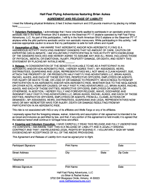 Fillable Online Half Fast Flying Adventures featuring Brian Aukes Fax ...