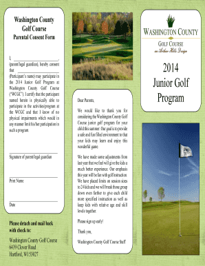 Fillable Online Washington County Golf Course Parental Consent Form Fax ...