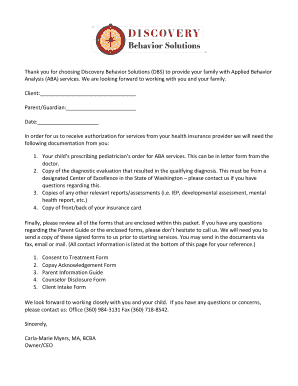 Fillable Online DBS WELCOME LETTER.docx Fax Email Print - pdfFiller