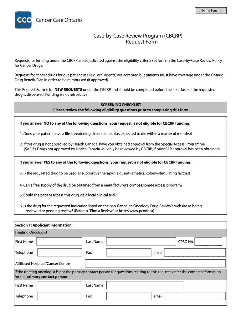Fillable Online Case-by-Case Review Program Request Form. This request ...