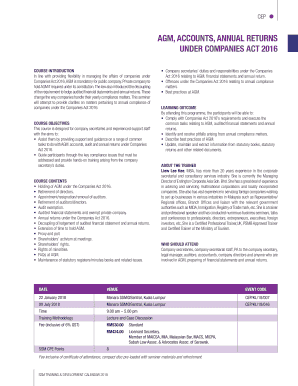 Fillable Online agm, accounts, annual returns under companies act 2016 ...