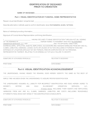 Fillable Online IDENTIFICATION OF DECEASED Fax Email Print - pdfFiller