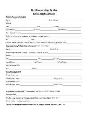 Fillable Online The Dermatology Center Fax Email Print - pdfFiller