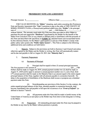 Fillable Online PROMISSORY NOTE AND AGREEMENT Fax Email Print - pdfFiller