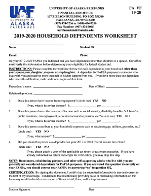 Fillable Online 2019-2020 HOUSEHOLD DEPENDENTS WORKSHEET Fax Email ...