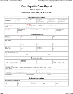 Fillable Online Chronic Hepatitis B Case Investigation Report Fax Email ...