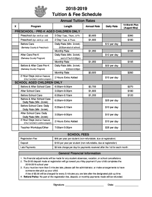 Fillable Online Tuition Rates2018.xls Fax Email Print - pdfFiller