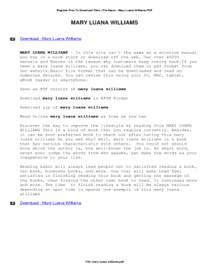 Mary Luana Williams - Fill Online, Printable, Fillable, Blank | pdfFiller
