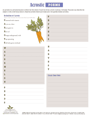 Agriculture Acrostic Poem - Fill Online, Printable, Fillable, Blank ...