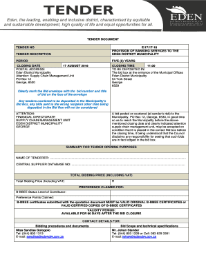 Fillable Online TENDER DOCUMENT TENDER NO E/17/17-18 PROVISION OF ...
