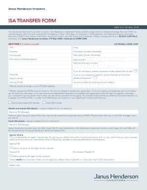 Fillable Online isa transfer form - Janus Henderson Investors Fax Email ...