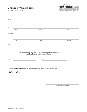 Fillable Online Major Change Request Undergraduate Admissions - UWM Fax ...