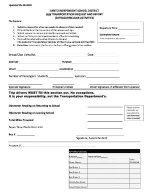 Fillable Online (EXTRACURRICULAR ACTIVITIES) Group/Class Using Bus ...