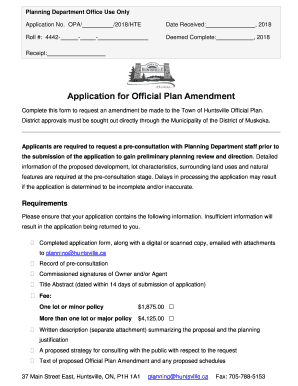 Fillable Online Application for Official Plan Amendment. Planning Department Form Fax Email ...