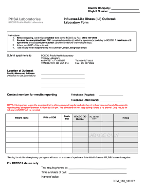 Fillable Online BCCDC PHL Order Form Fax Email Print - pdfFiller