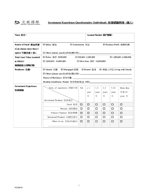 Fillable Online Investment Experience Questionnaire (Individual ...
