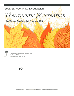 Fillable Online Therapeutic Recreation - Somerset County Park ...