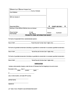 Fillable Online PROBATE CASE INFORMATION SHEET Fax Email Print - pdfFiller