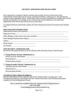 Fillable Online Security Admin Change Form Fax Email Print - pdfFiller