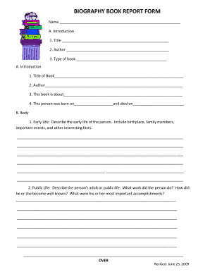 Fillable Online tca-pa BIOGRAPHY BOOK REPORT FORM Fax Email Print ...