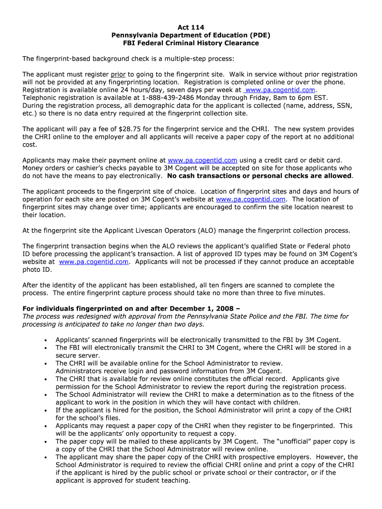 Fillable Online FBI Federal Criminal History Clearance Fax Email Print ...