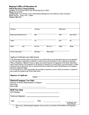 Fillable Online School Bus Drivers Fingerprint Form - Madison County ...