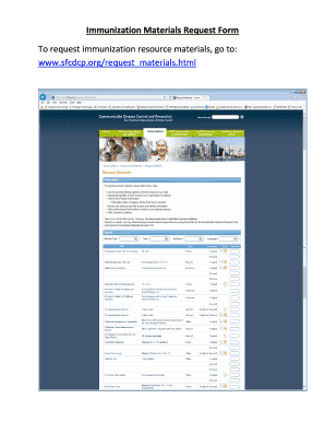 Fillable Online healthiersf Immunization Materials Request Form To request immunization ...