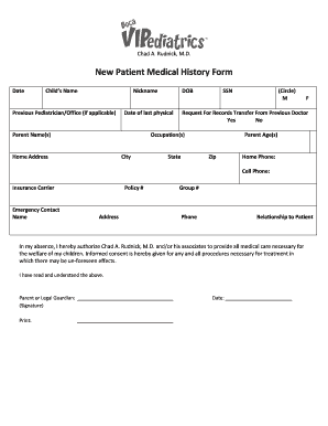 Fillable Online New Patient Medical History Form - Boca VIPediatrics Fax Email Print - pdfFiller