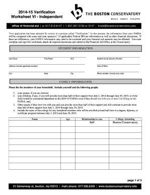 Fillable Online Worksheet VI - Independent Fax Email Print - pdfFiller