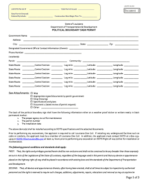 Fillable Online Doc 2 -Political Boundary Sign Permit.pdf - DOTD Fax ...