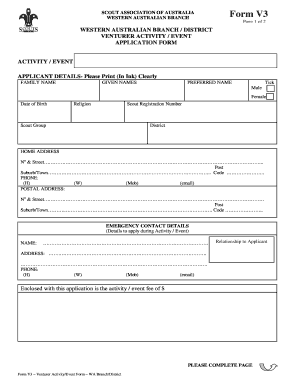 Fillable Online wa scouts org V3 - Venturer Activity Event Form ...