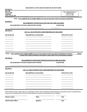 Fillable Online caresystem ohanet 2002 Hospital Non-Core Measure ...