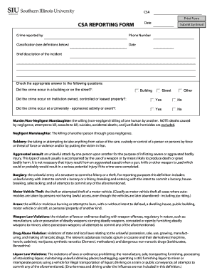 Fillable Online dps siu Campus Security Authority Report Form ...