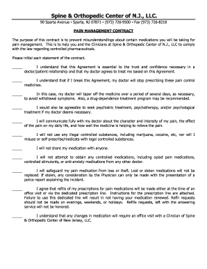 Fillable Online new pain management contractdoc Fax Email Print - pdfFiller