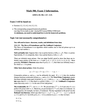 Fillable Online Math 580, Exam 2 Information Fax Email Print - pdfFiller