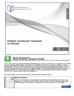 Fillable Online BFillableb Certificate Template Ct Resale ...