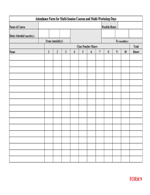 Fillable Online Attendance Form for Multi-Session Courses and Multi ...