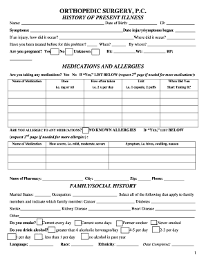 Medical History Form - Orthopedic Surgery - Fill and Sign Printable ...