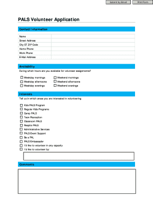 Fillable Online pals-ucfcard PALS Volunteer Application Fax Email Print ...