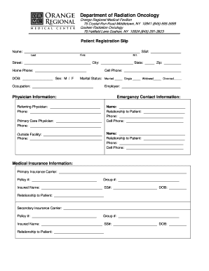 Fillable Online Patient Registration Slip Fax Email Print - pdfFiller