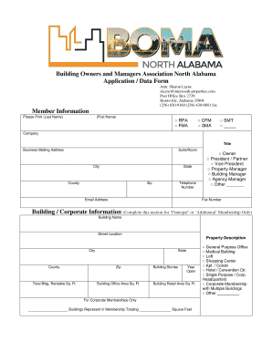 Fillable Online bomanorthalabama BOMA Application - Boma North Alabama ...